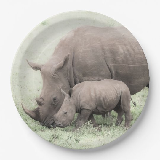 White Rhino & Baby Paper Plates | Zazzle.co.uk