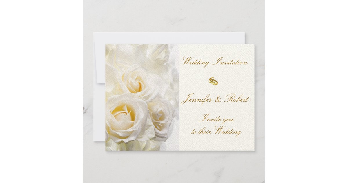 White Roses Wedding Invitation | Zazzle