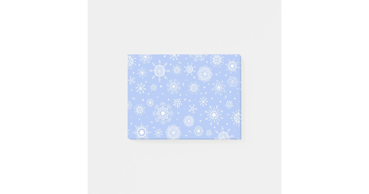 White snowflakes on blue post-it notes | Zazzle