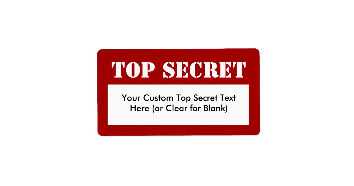 White Stencil Top Secret Fill-In Labels | Zazzle