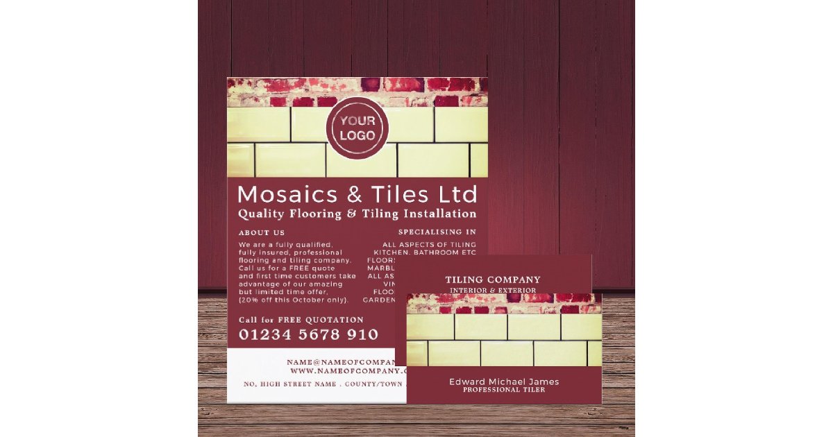 White Tiles, Floorer, Tile Installer Advertising Flyer | Zazzle