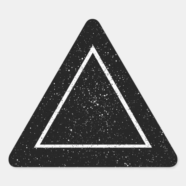 White triangle outline on black star background sticker | Zazzle