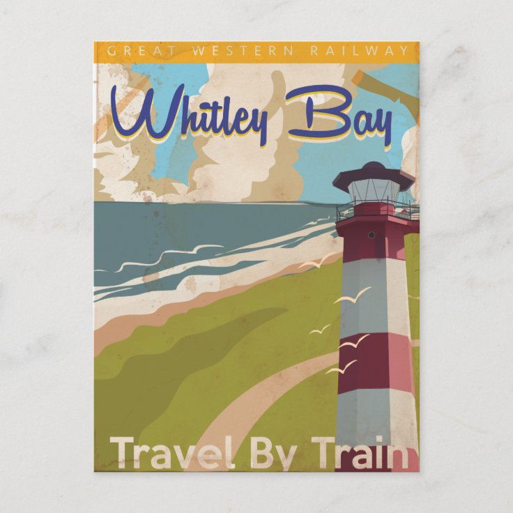 Whitley Bay,North Tyneside Vintage Travel Poster Postcard | Zazzle
