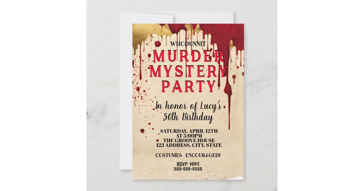 whodunit murder mystery detective dinner party invitation | Zazzle