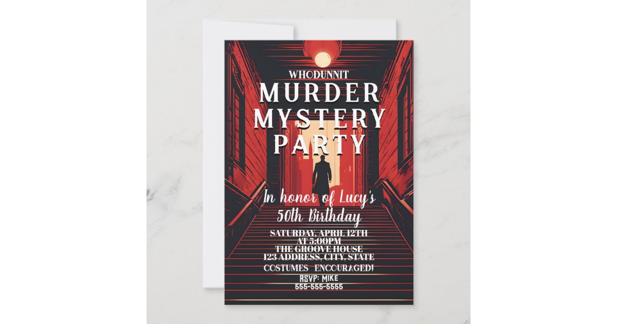 whodunit murder mystery detective dinner party invitation | Zazzle
