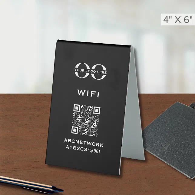 Wi-Fi Access QR Code Custom Logo Display Sign | Zazzle