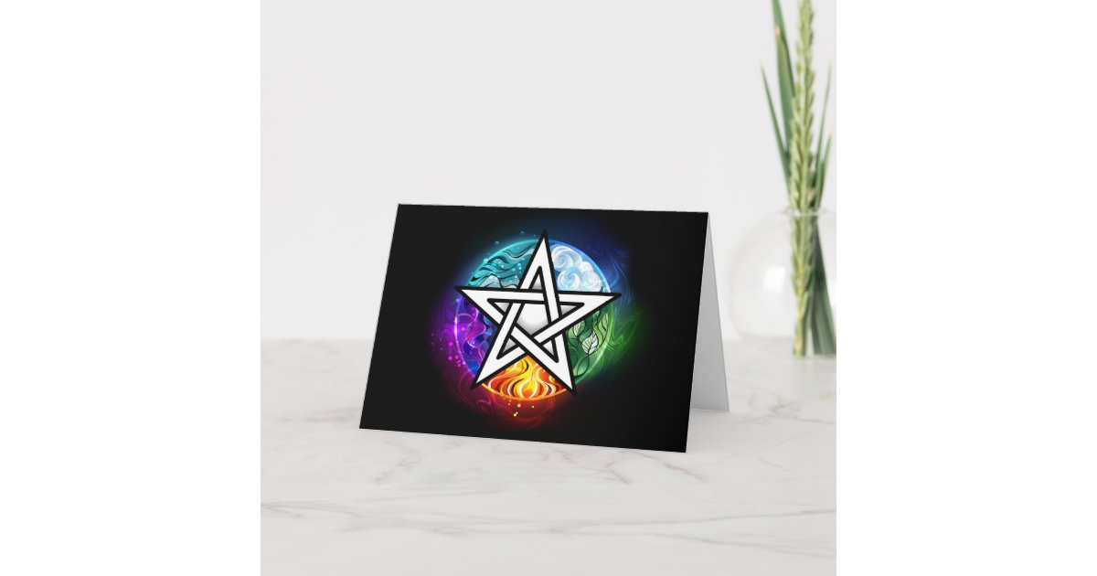 Wiccan pentagram thank you card | Zazzle