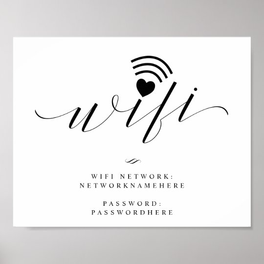 Wifi Password Calligraphy Script Wedding Sign | Zazzle.co.uk