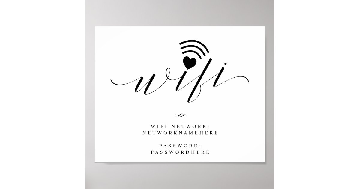 Wifi Password Calligraphy Script Wedding Sign | Zazzle