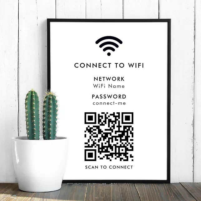 WiFi Poster Print | QR Code Connect Network Sign | Zazzle