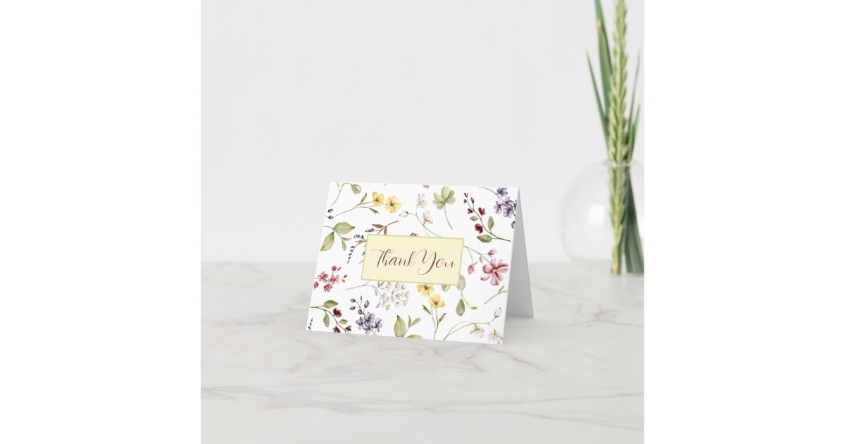 Wild flower thank you note cards | Zazzle