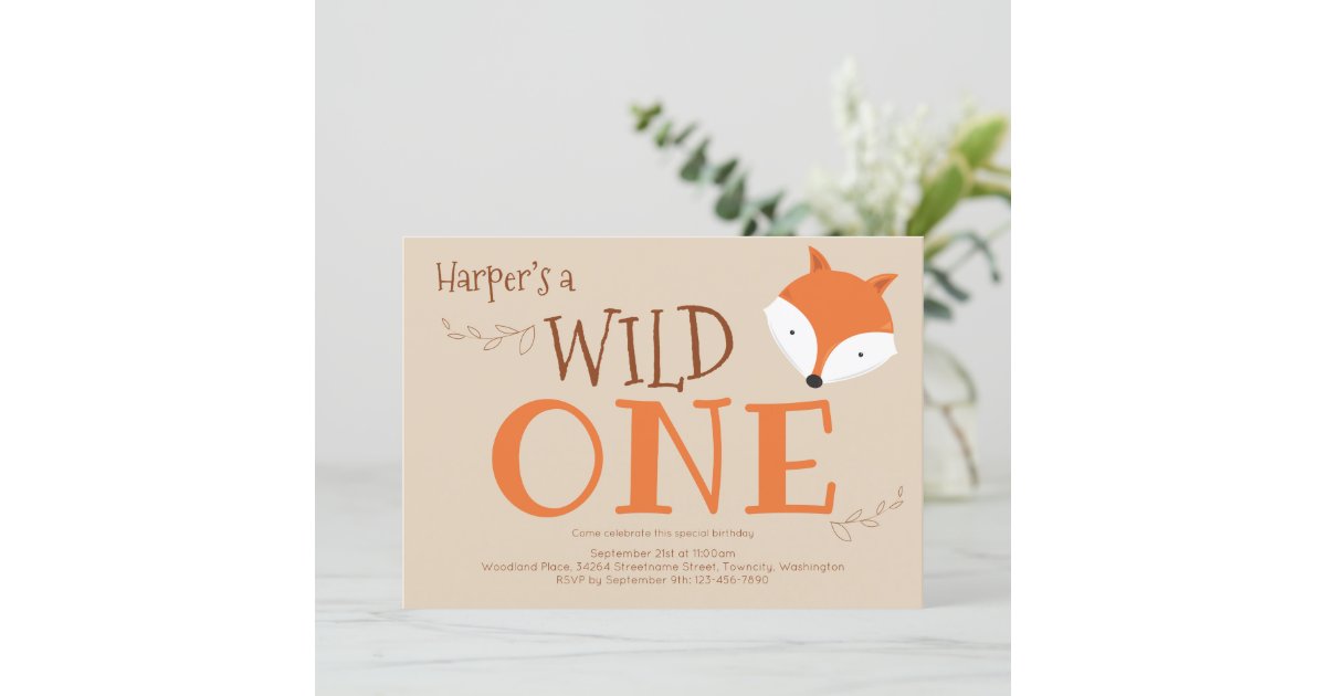 Wild One Fox First Birthday Invitation | Zazzle