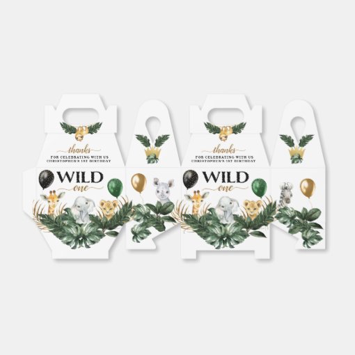 Wild One Jungle Safari Themed 1st Birthday Party Favour Box | Zazzle