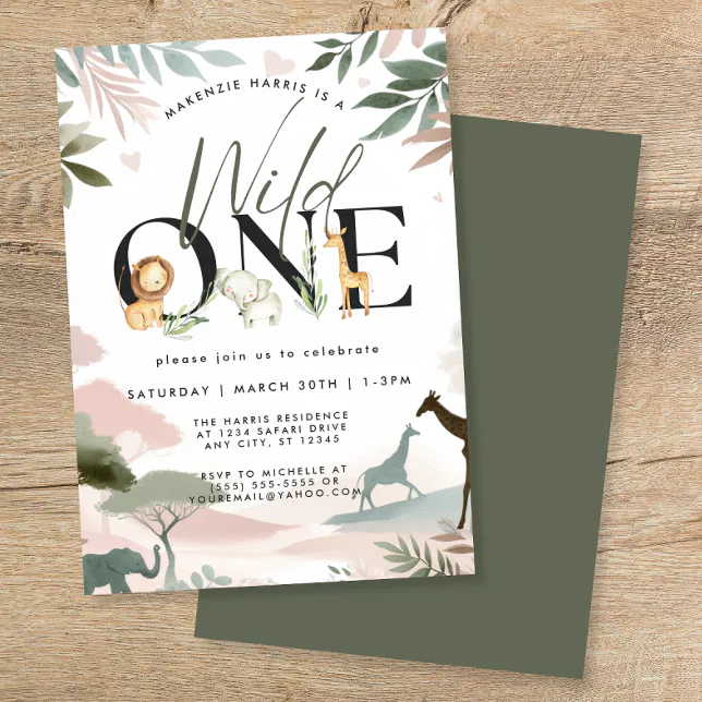Wild One Safari 1st Birthday Party Invitation | Zazzle