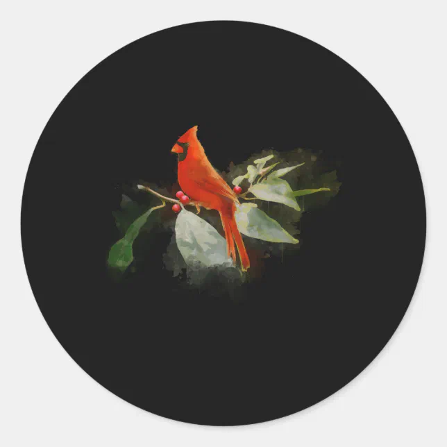 Wild Red Cardinal Bird Classic Round Sticker | Zazzle