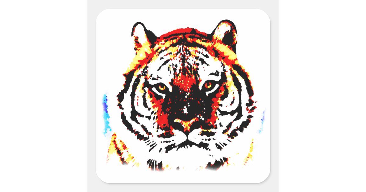 Wild Tiger Square Sticker | Zazzle