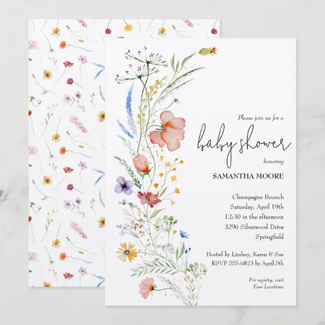 Wildflower Baby Shower Invitation | Zazzle