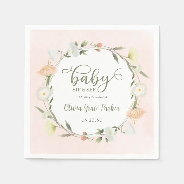 Wildflower Baby Sip And See Napkin | Zazzle