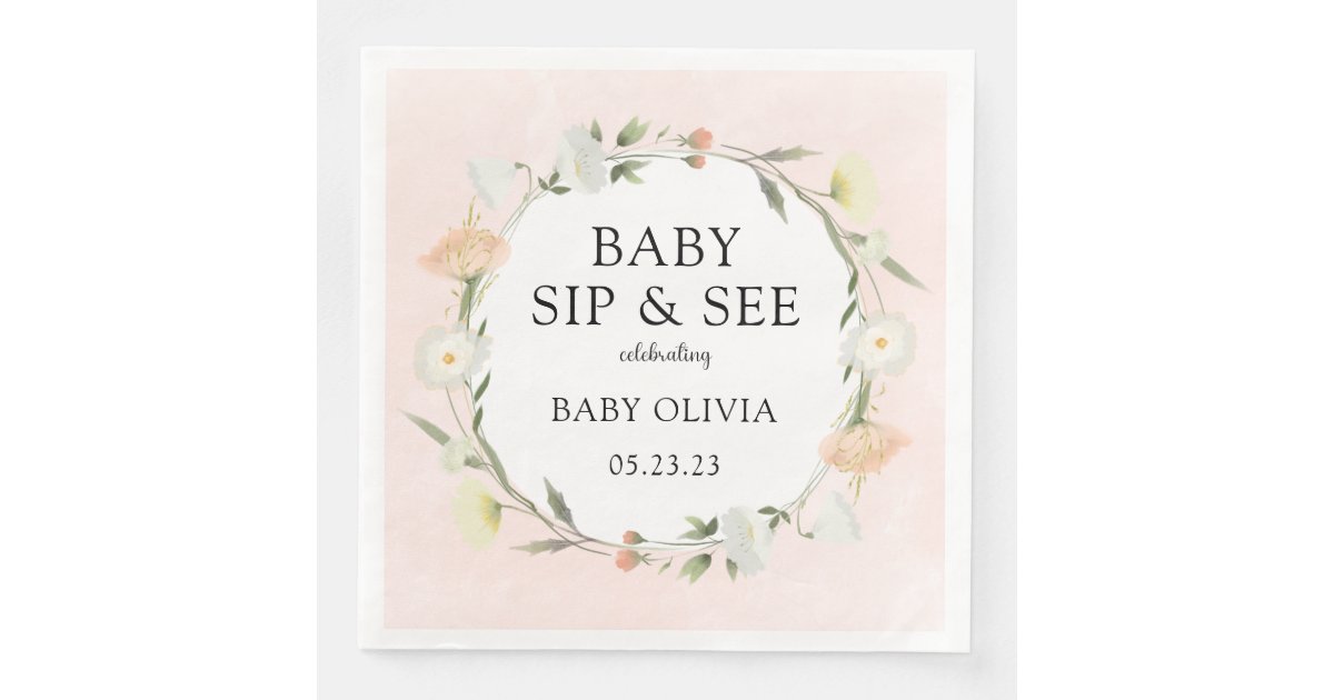 Wildflower Baby Sip and See Paper Dinner Napkins | Zazzle