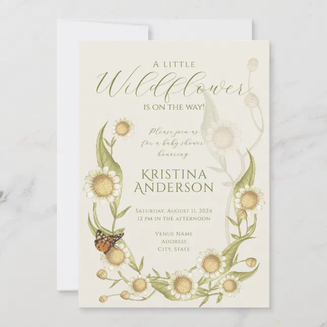 Wildflower Daisy QR Code Baby Shower Invitation | Zazzle