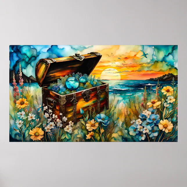 Wildflower Garden Treasure Chest Poster | Zazzle