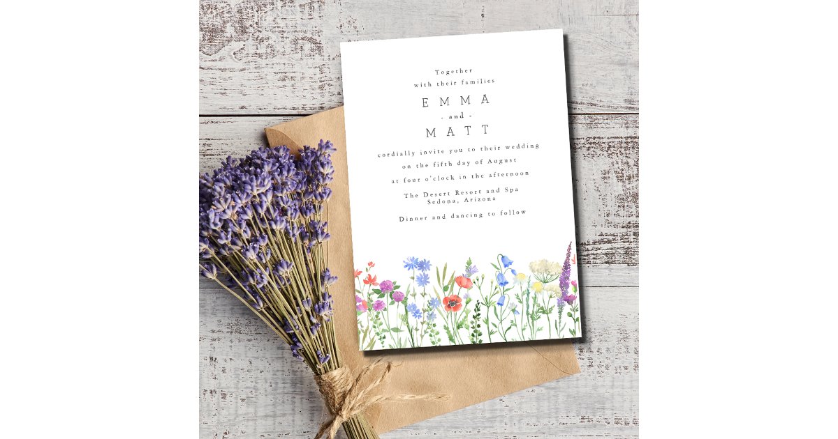 Wildflower Spring Boho Garden Wedding Invitation | Zazzle