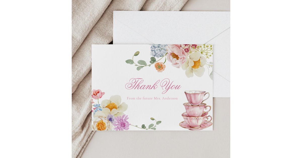 Wildflower Tea Party Thank You Note Card | Zazzle