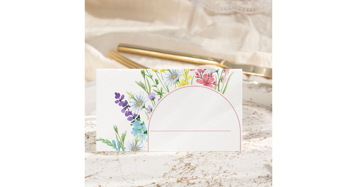 Wildflower Wedding Meadow Flower Arch Place Card | Zazzle