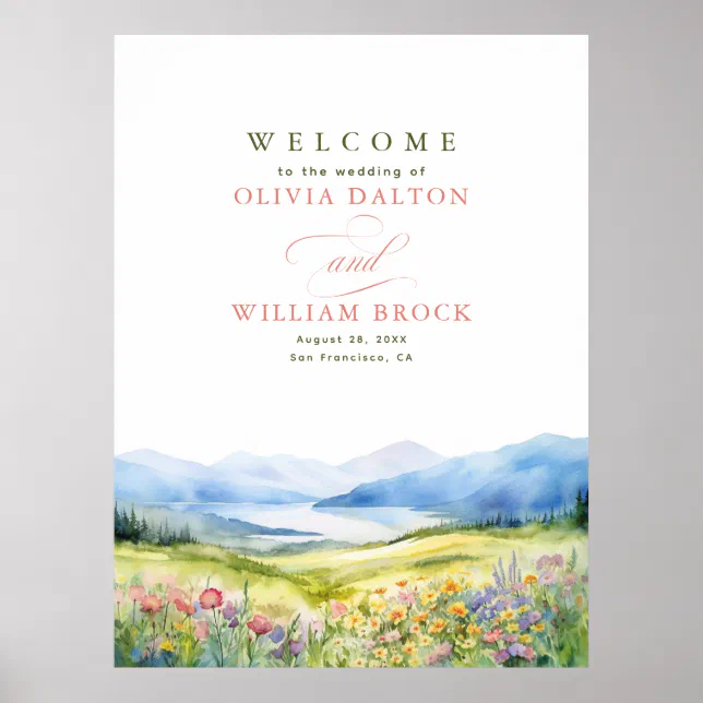 Wildflowers Meadow and Meadow Wedding Welcome Sign | Zazzle