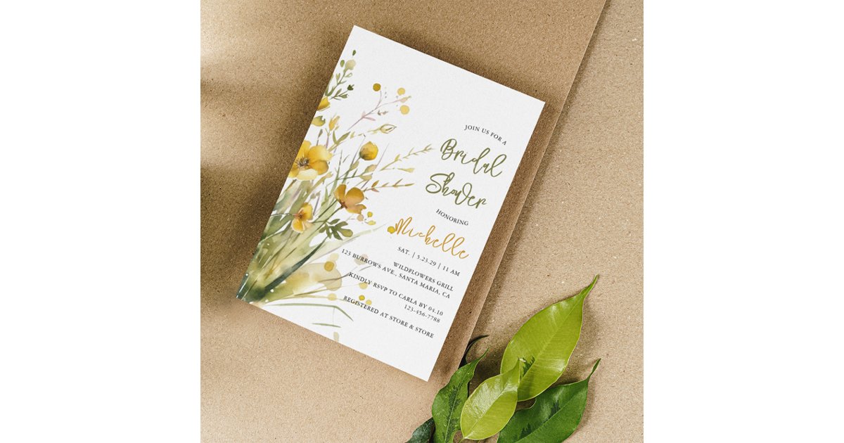 Wildflowers Spring Summer Fall Bridal Shower Invitation | Zazzle