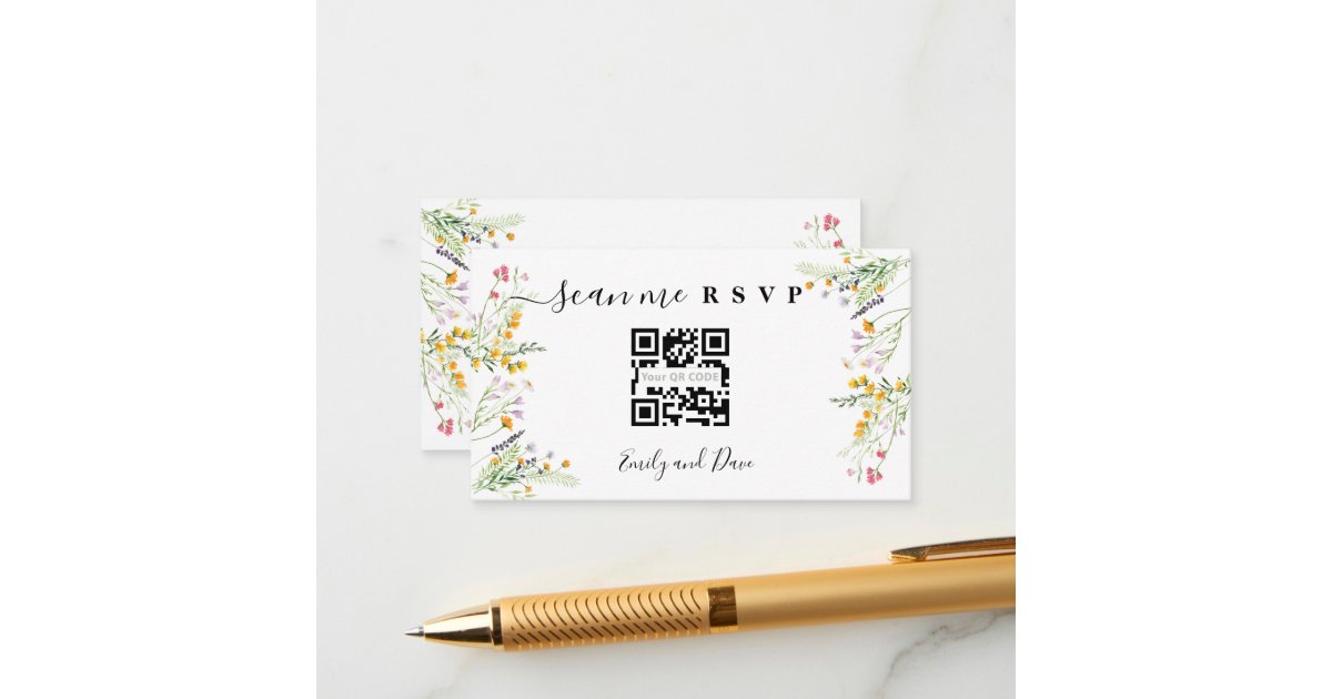 Wildflowers Wedding Website insert QR CODE | Zazzle