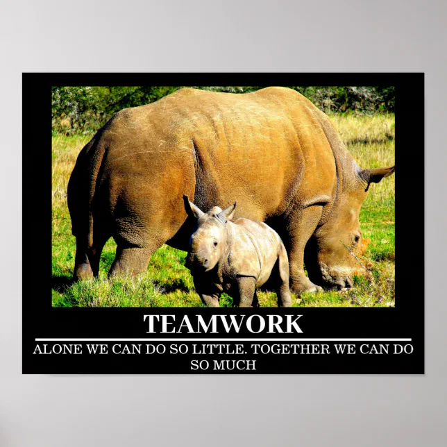 Wildlife Motivational Posters Rhinos Teamwork | Zazzle
