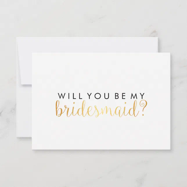 WIll You Be My Bridesmaid - Gold Script Fab Invitation | Zazzle
