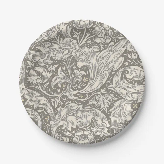 William Morris Bachelor's Button Flower Floral Bot Paper Plate | Zazzle