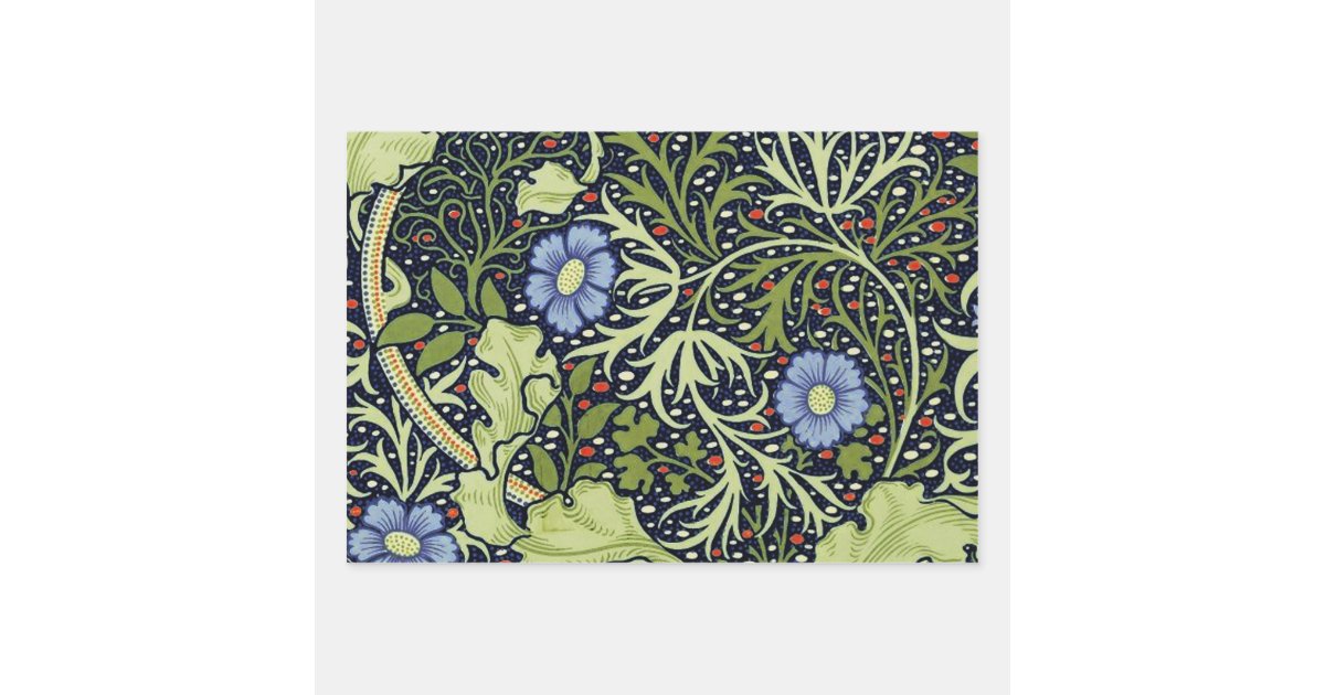 William Morris Seaweed Antique Flower Wrapping Paper Sheet | Zazzle