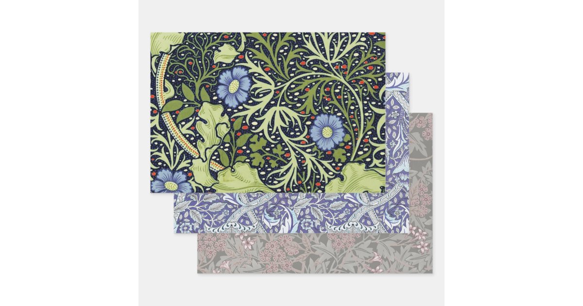 William Morris Seaweed Antique Flower Wrapping Paper Sheet | Zazzle