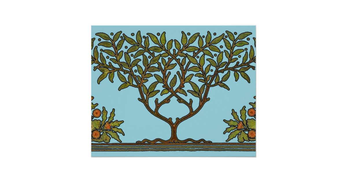 William Morris Tree Frieze Floral Wallpaper Poster | Zazzle