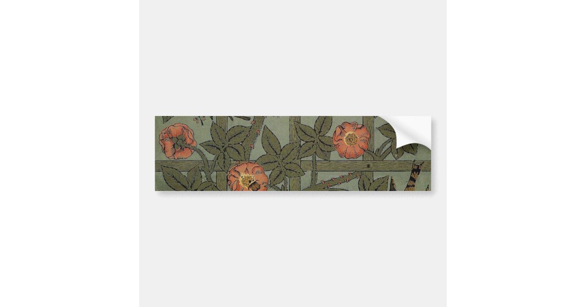 William Morris Trellis Wallpaper Bumper Sticker | Zazzle