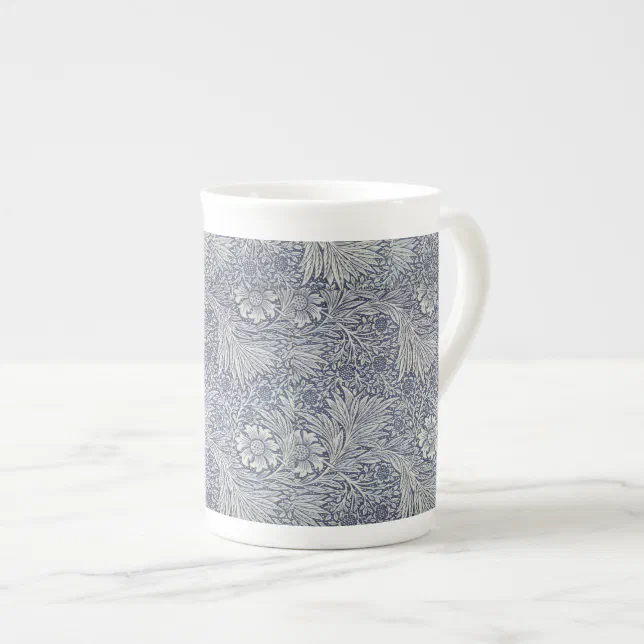 William Morris Vintage Blue Floral Pattern Bone China Mug | Zazzle