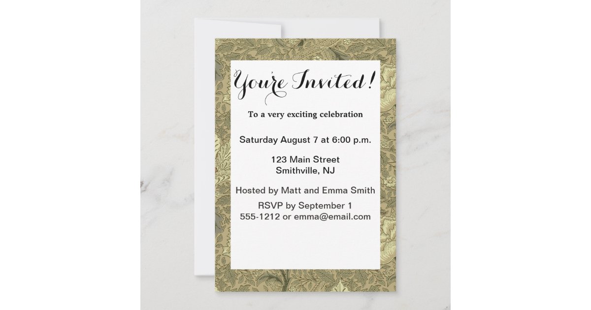 William Morris Windrush Wallpaper Pattern Invitation | Zazzle