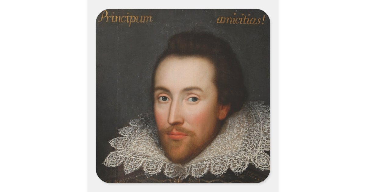 William Shakespeare Cobbe Portrait circa 1610 Square Sticker | Zazzle