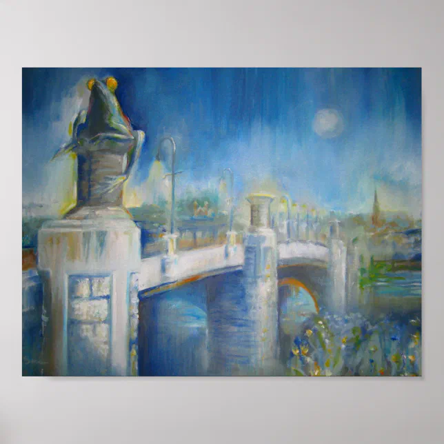 Willimantic Frog Bridge at night Poster | Zazzle