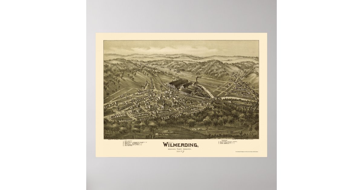 Wilmerding, PA Panoramic Map - 1897 Poster | Zazzle