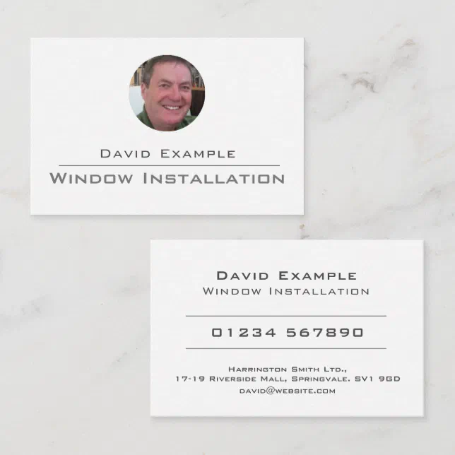 Window Installation with Photo of Holder Business Card | Zazzle