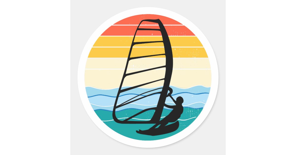 Windsurfing Windsurf Windsurfer Surf Water Sport Classic Round Sticker ...