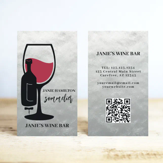 Wine Bar QR Code Scannable Business Card | Zazzle