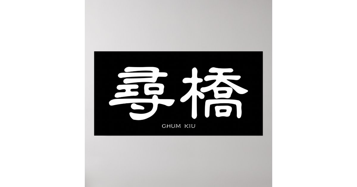 Wing Chun Chum Kiu White Chinese Calligraphy Poster | Zazzle