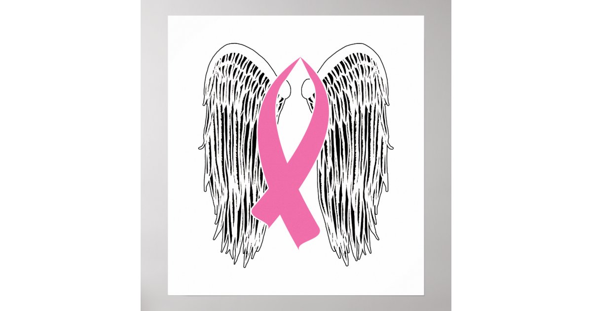 Winged Awareness Ribbon (Pink) Poster | Zazzle