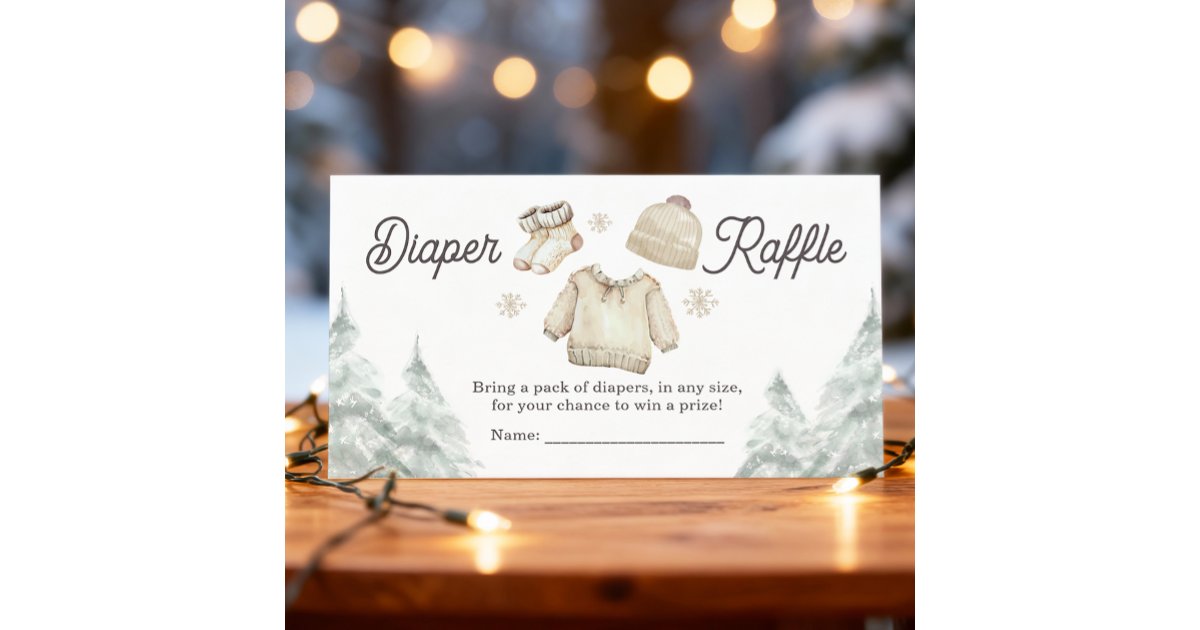 Winter Baby Shower Cold Outside Snow Diaper Raffle Enclosure Card | Zazzle