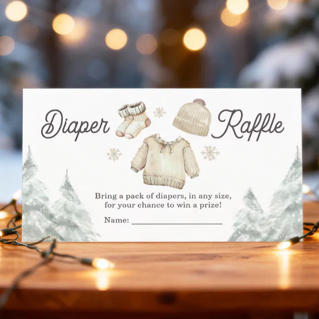 Winter Baby Shower Cold Outside Snow Diaper Raffle Enclosure Card | Zazzle
